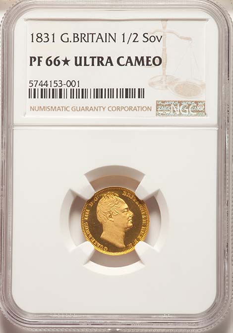 1831 Proof Gold ½ Sovereign DOUBLE STRUCK